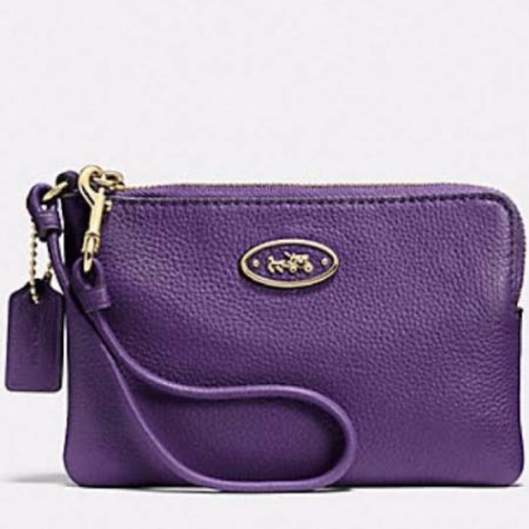 Coach | Bags | Coach 365 Violet Gold Leather Wristlet Wallet | Poshmark